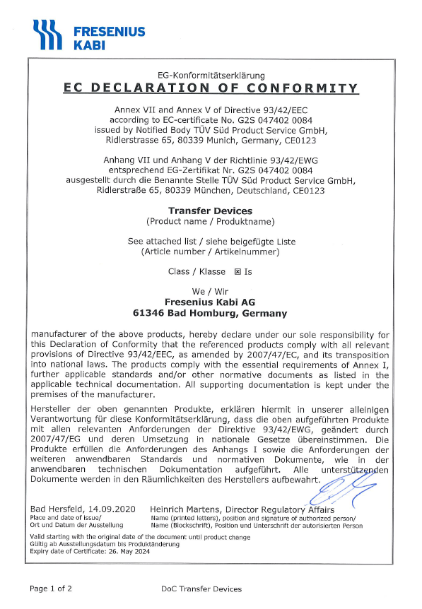 16_DoC Transfer Devices (ex Spikes) Class Is 14Sept2020 | KEY2 ...