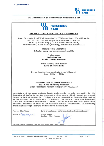 DT0140_DEC_MDR-0_Exelia Combox_Exelia Therapy Manager | KEY2 Fresenius Kabi
